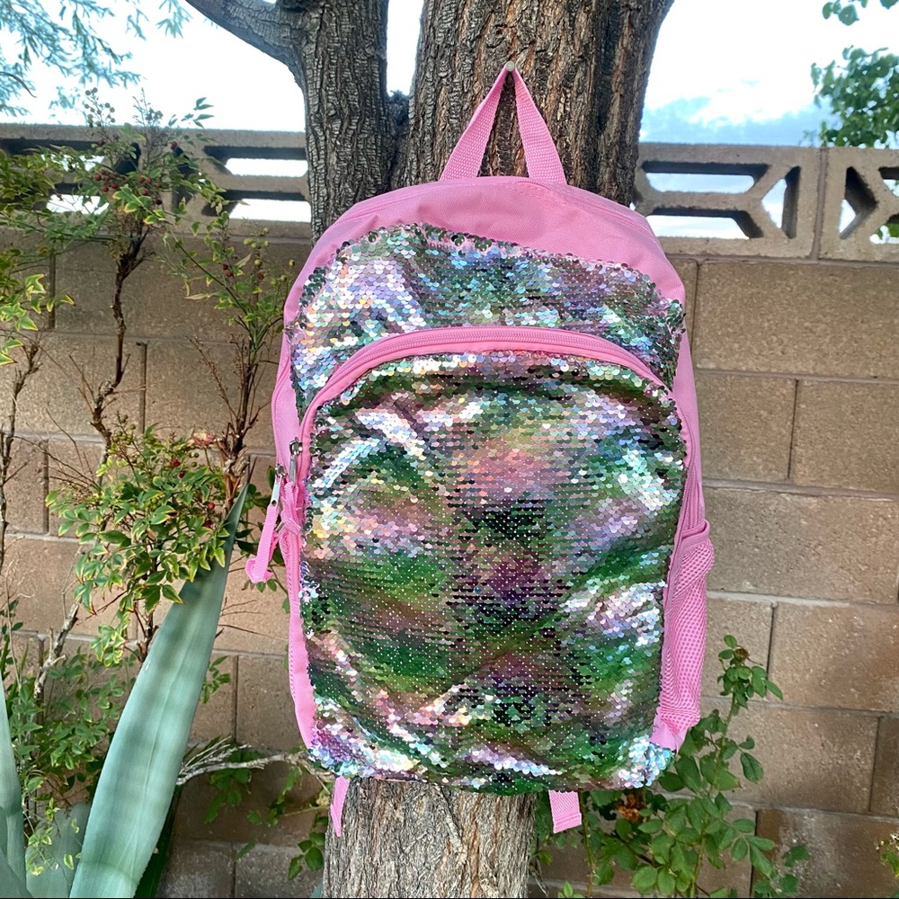 Kawaii Cute Pink Sequin Rainbow Backpack - Gem